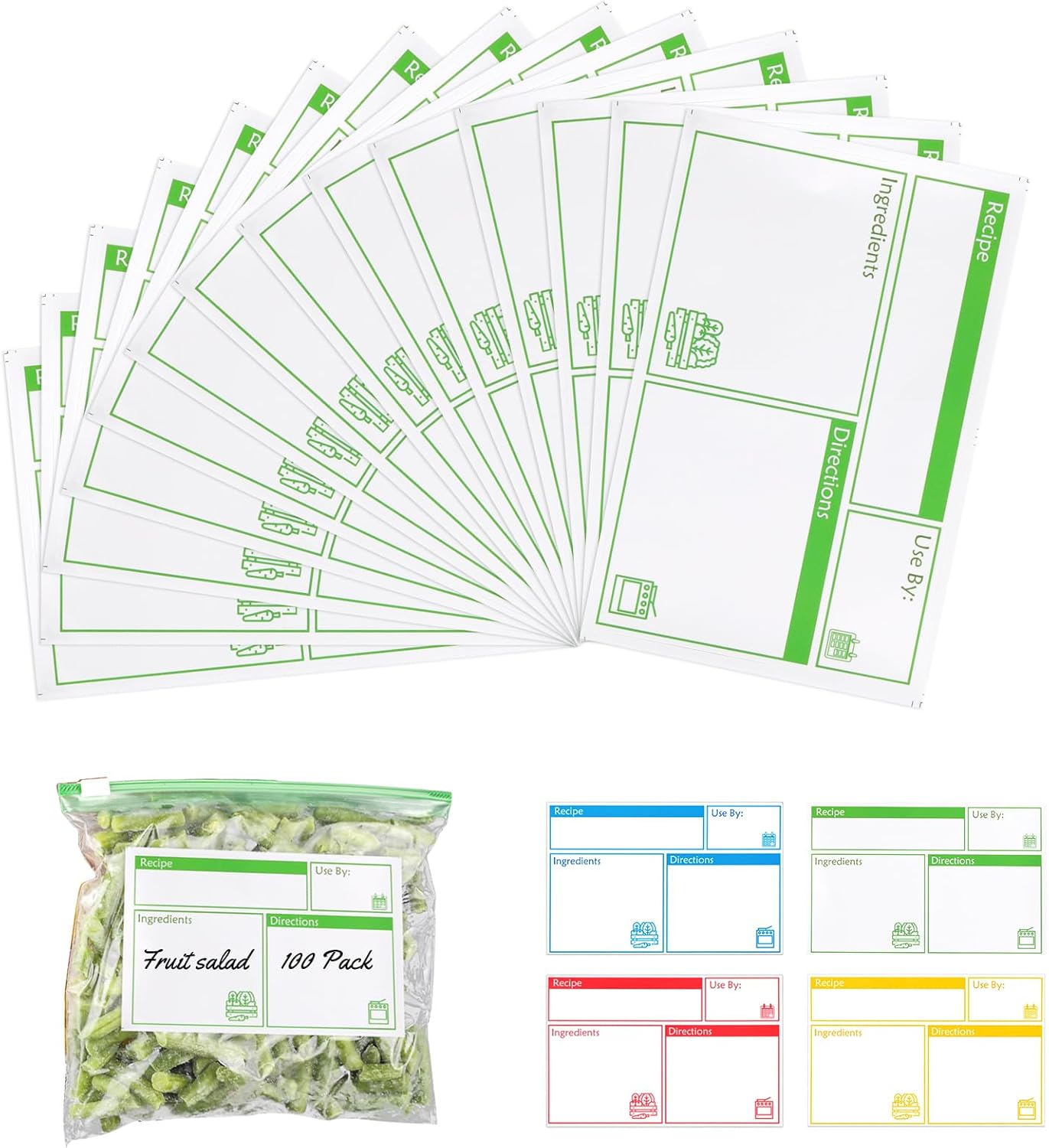 Amazon.com : 100pcs Labels for Freezer Bags Freezer Meal Labels with ...