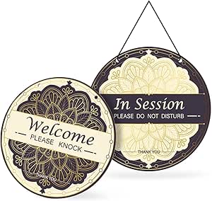 Amazon.com: In Session Door Sign for Therapists Wooden Please Do Not ...