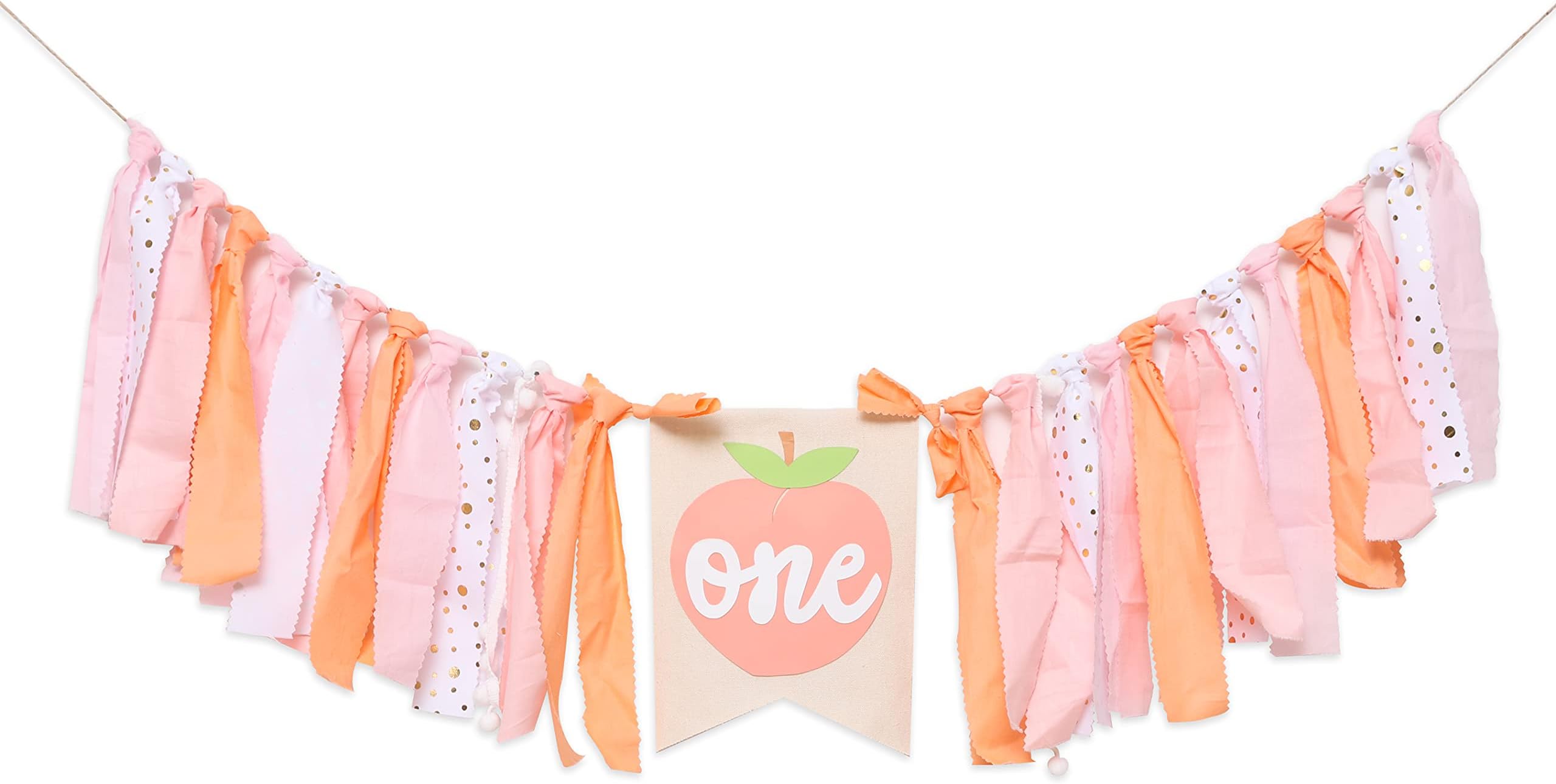 Amazon.com: One Sweet Peach Banner, Peach Theme First Birthday Bunting ...