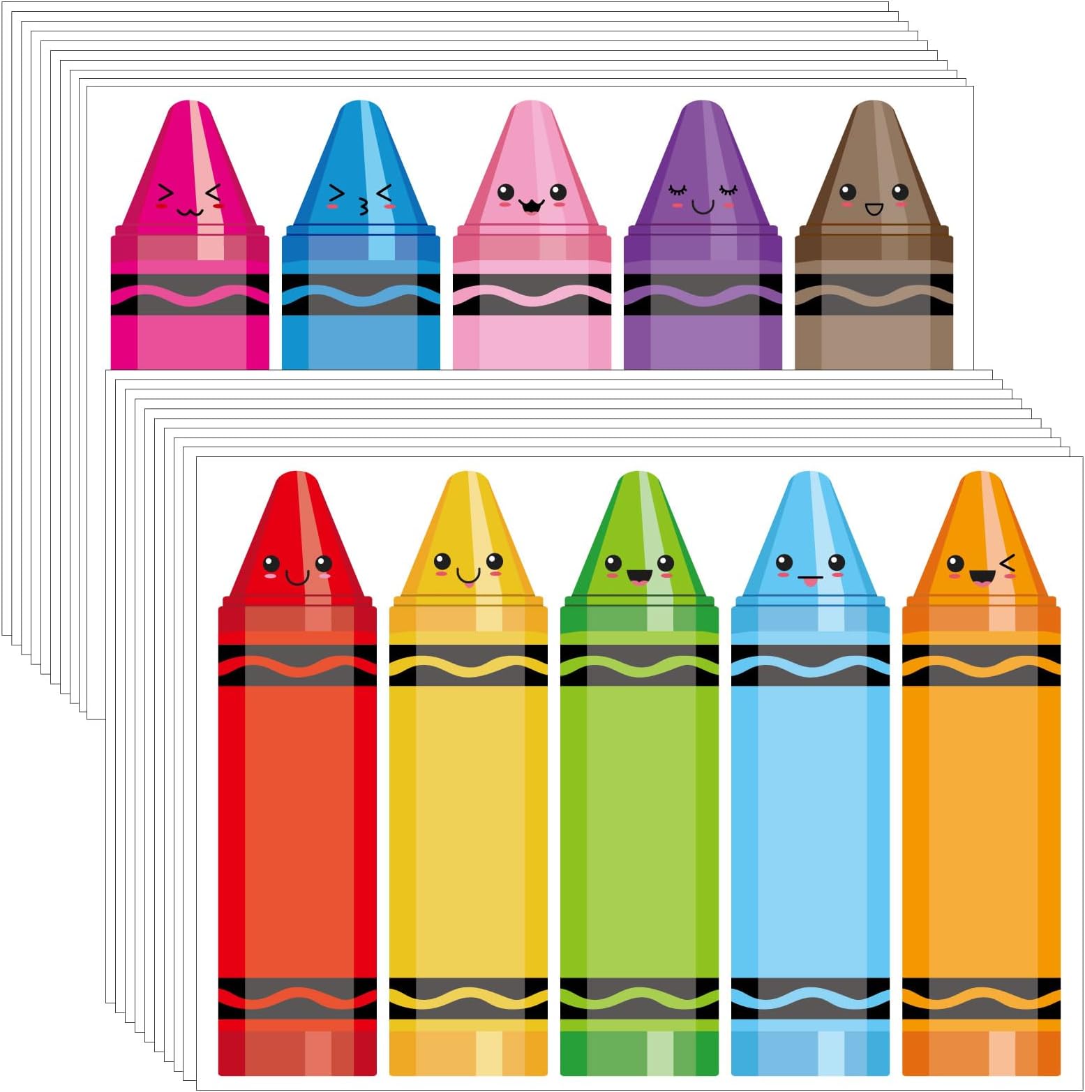 Amazon.com: 100 Pieces Crayon Cutouts Crayon Bulletin Board Set for ...