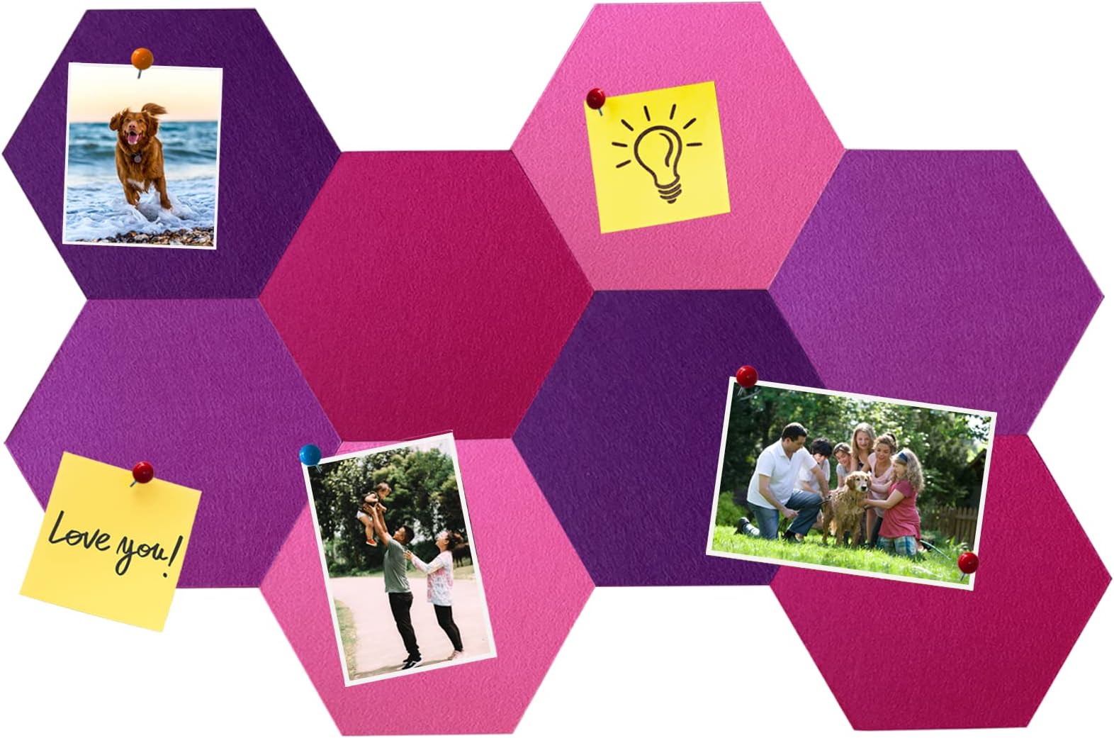 HULAVO 8Pcs Hexagon Felt Cork Board Tiles, Self Adhesive DIY Bulletin ...