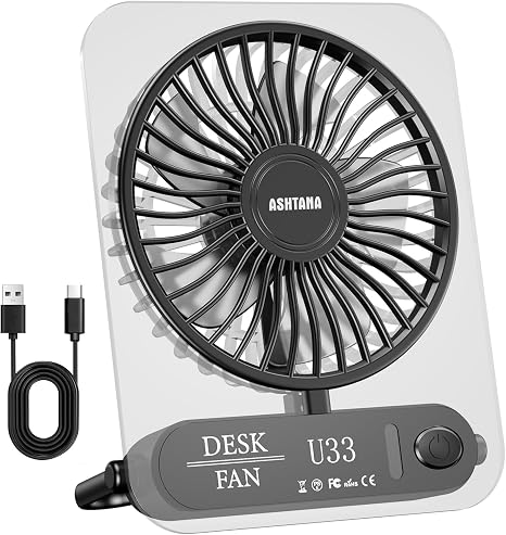 Amazon.com: Ashtana Ultra-Slim Portable Desk Fan for Personal Travel ...
