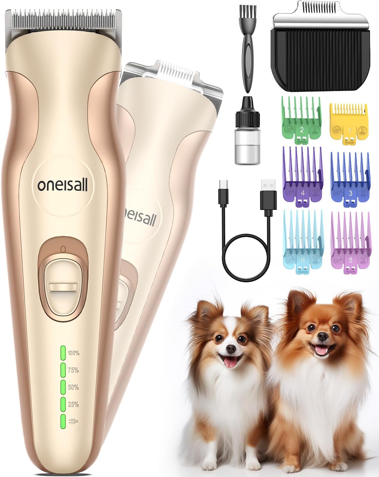 Amazon.com: oneisall Dog Clippers with Double Blades,2 in 1 Low Noise ...