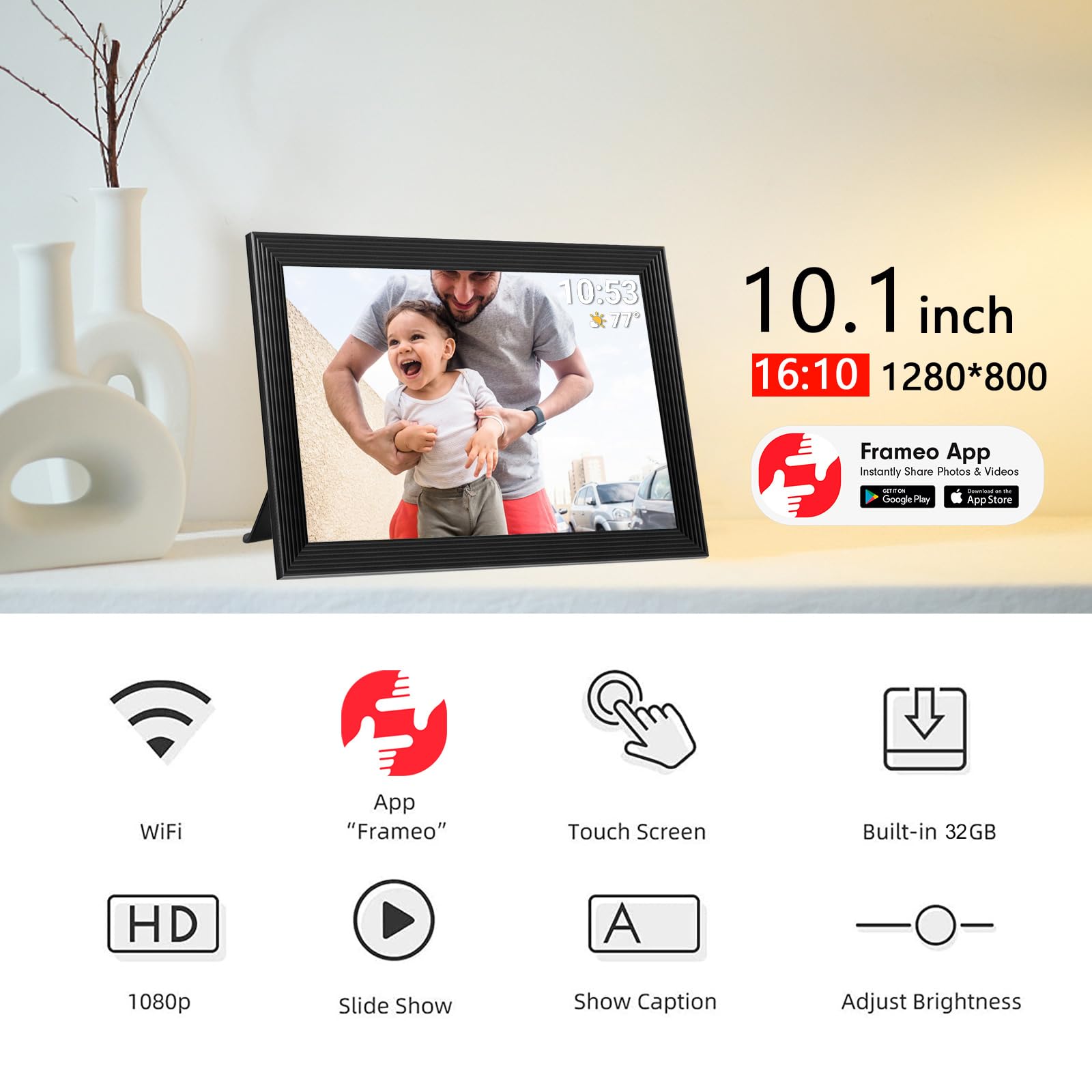 Snapklik.com : 32GB FRAMEO 10.1 Inch Smart WiFi Digital Photo Frame ...