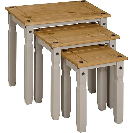 Mews Corona Nest of Tables, Mexican Waxed Pine, (W) 53cm (D) 35cm (H ...