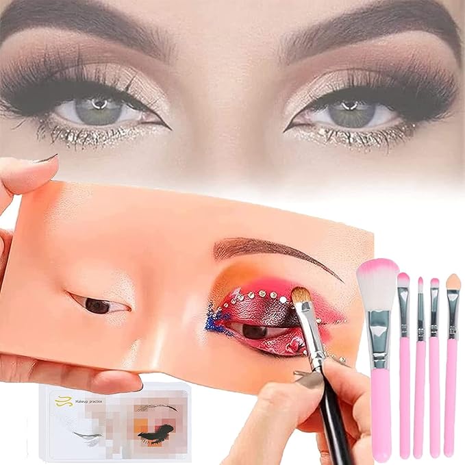 Amazon.com: 5D Makeup Practice Face Board with 5 Piece Cosmetic Brush ...