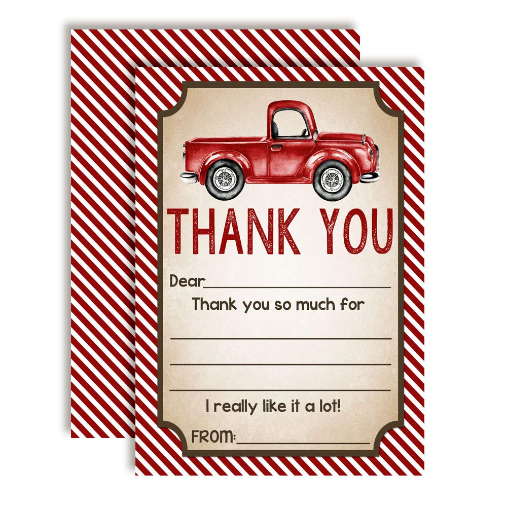 Buy Vintage Watercolor Red Pickup Truck Birthday Thank You Notes For 