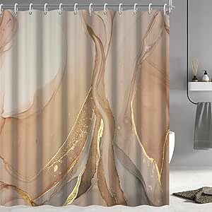 Amazon.com: Ruelvth Brown Shower Curtain, Modern Brown Gold Grey Marble Shower Curtain for ...