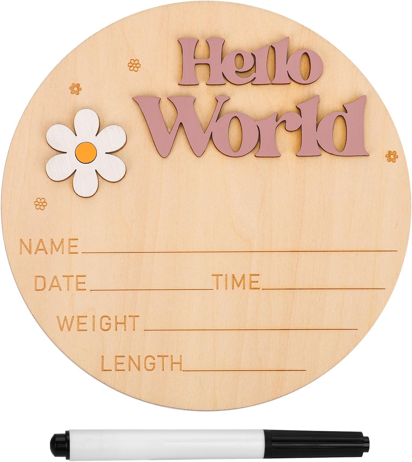 Wooden Hello World Newborn Sign, Baby Announcement Sign Birth ...