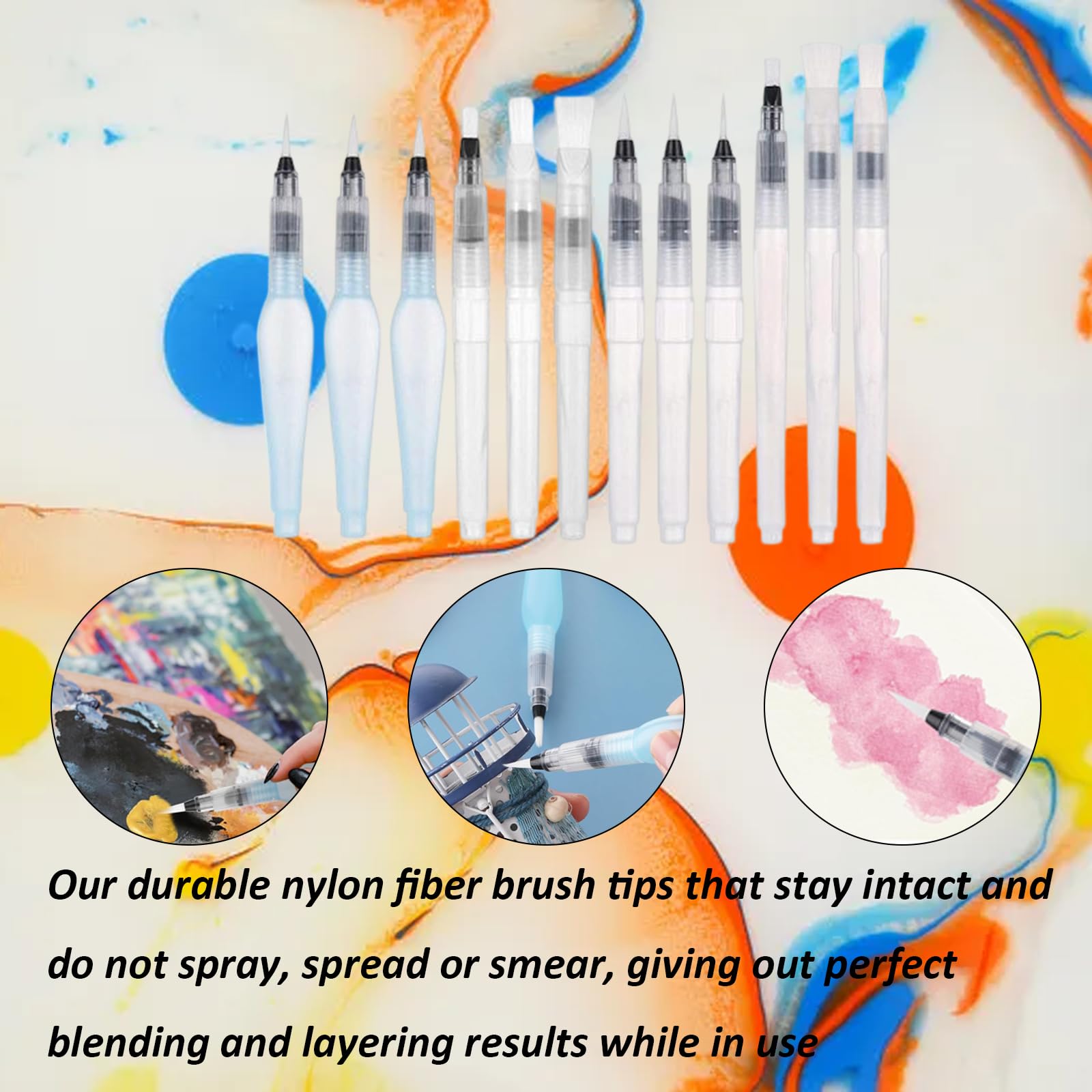 12 Pcs WaterColor Brush Pen Set, Refillable Water Brush Pens Different ...