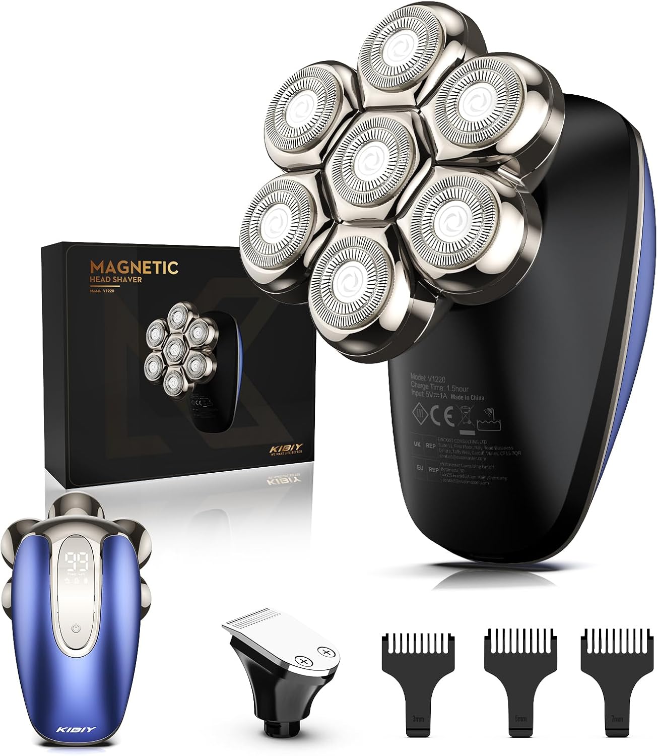 Amazon.com: Head Shavers for Men, Kibiy Improved 7D Magnetic Bald Head ...
