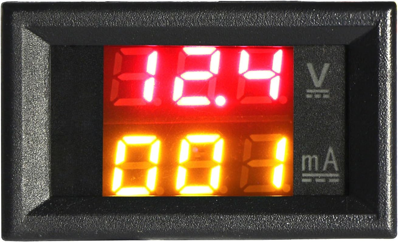 DROK® Dual Display Digital DC Voltmeter Ammeter Amp Meter 0-999mA ...