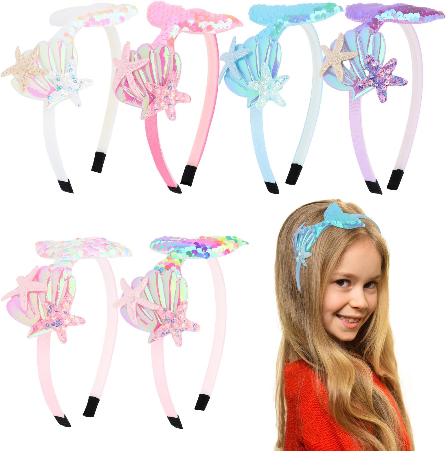 Amazon.com : GAFATORY 6Pcs Mermaid Headbands for Girls Fish Tail Hair ...