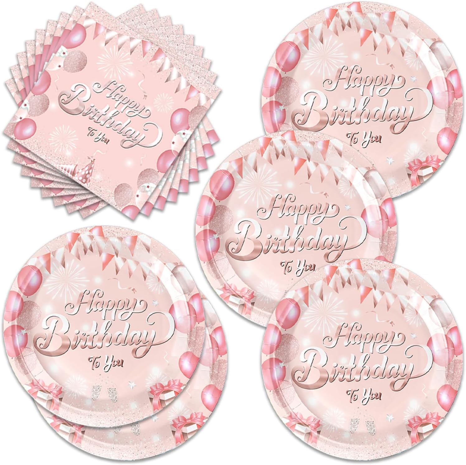 Amazon.com: 40Pcs Rose Gold Birthday Party Decorations Plates and ...
