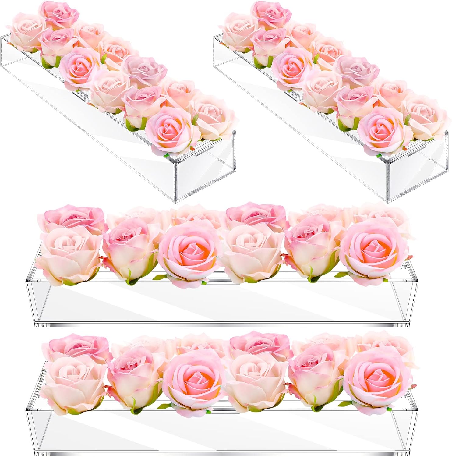 Amazon.com: 4 Pcs Flower Vase Acrylic Rectangular Floral Centerpiece ...