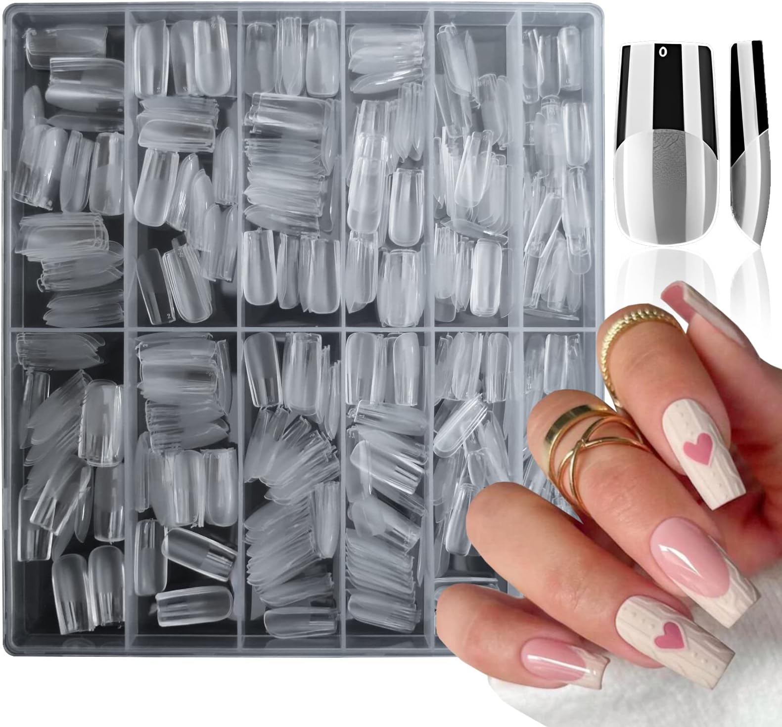 Amazon.com: LoveOurHome 600pc Medium Square Fake Nail Tips Full Cover ...