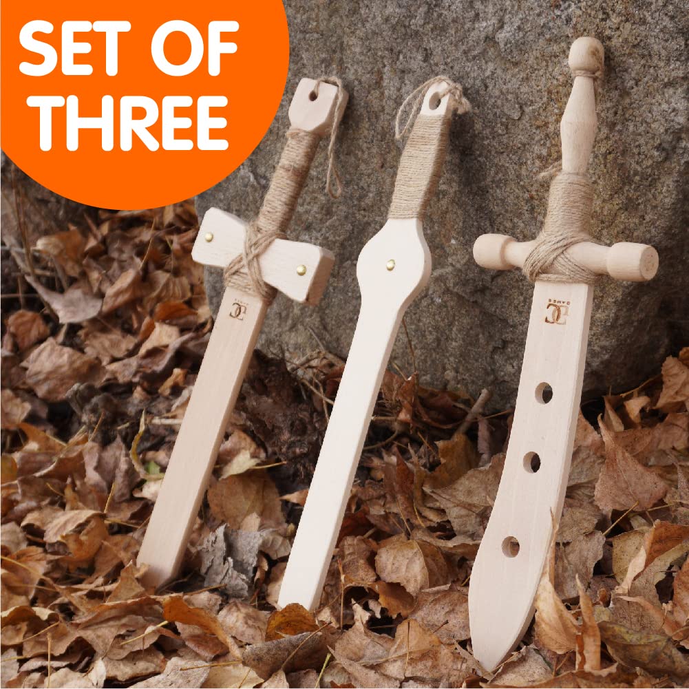 Buy CG GAMES Wooden Swords for Kids - 3 Pack Eco-Friendly Handmade ...