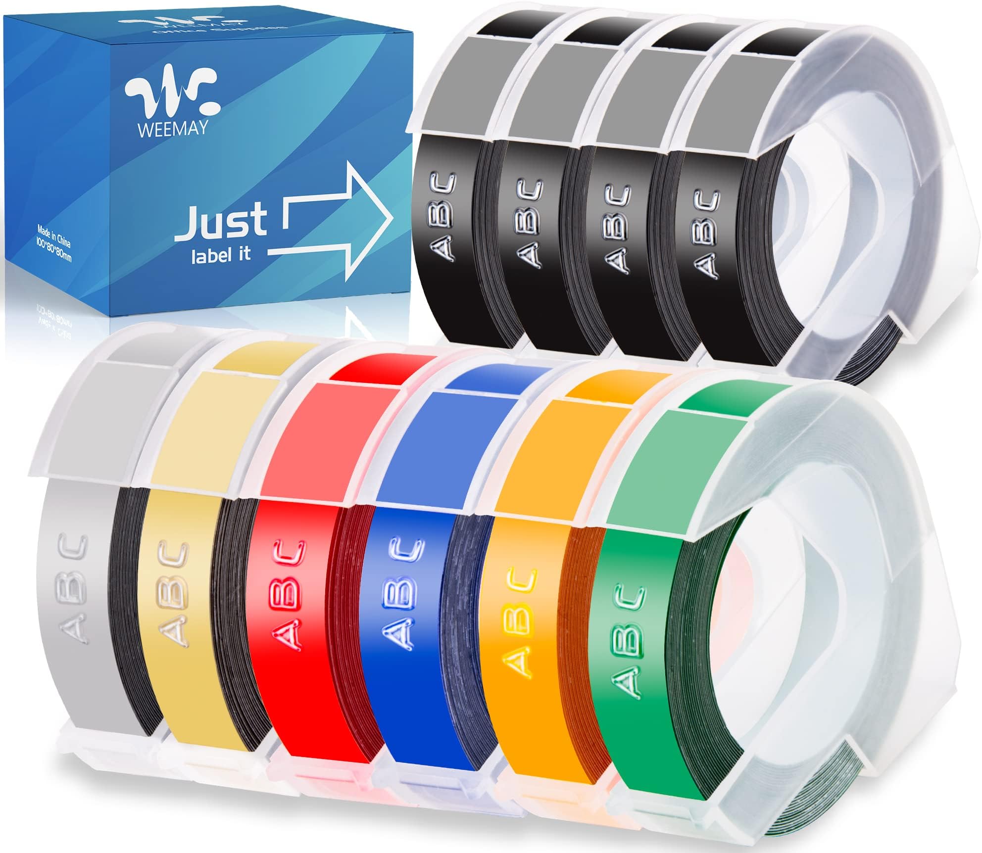 Amazon.com: Weemay 10 Pack 3/8 Embossing Tape Compatible for Dymo 3D ...