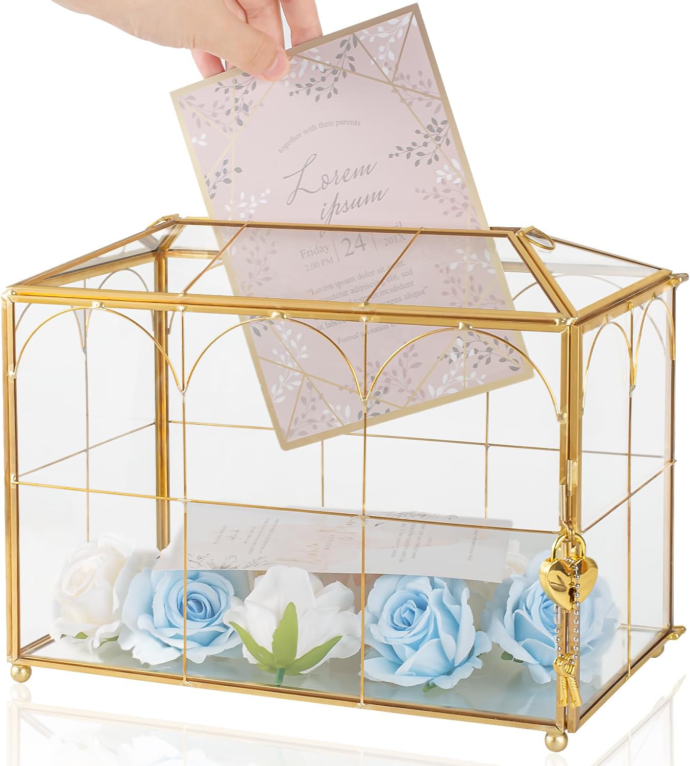 Amazon.com: Eaezerav Acrylic Wedding Card Box with Slot, Large Clear ...