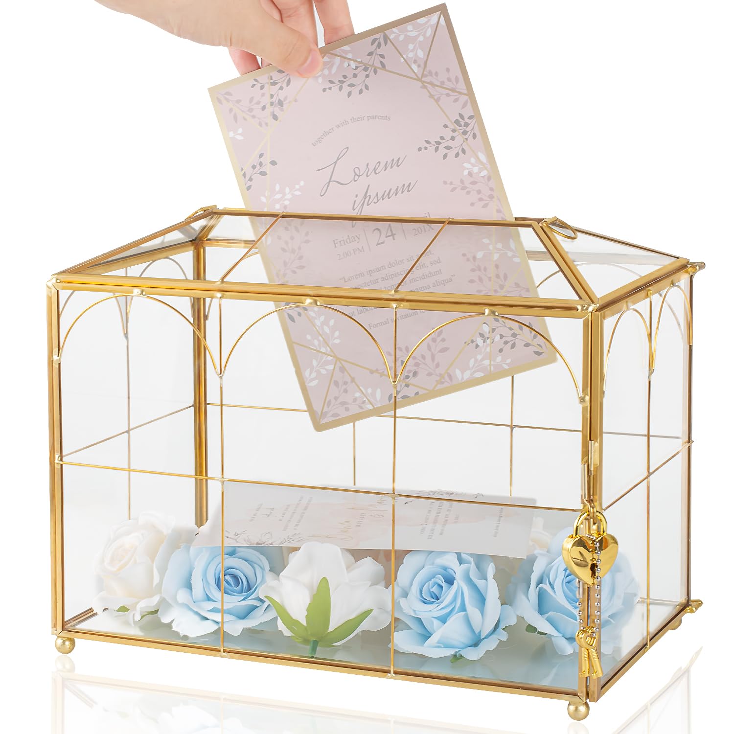 Compare jajamy glass wedding card box with slot - 10.2