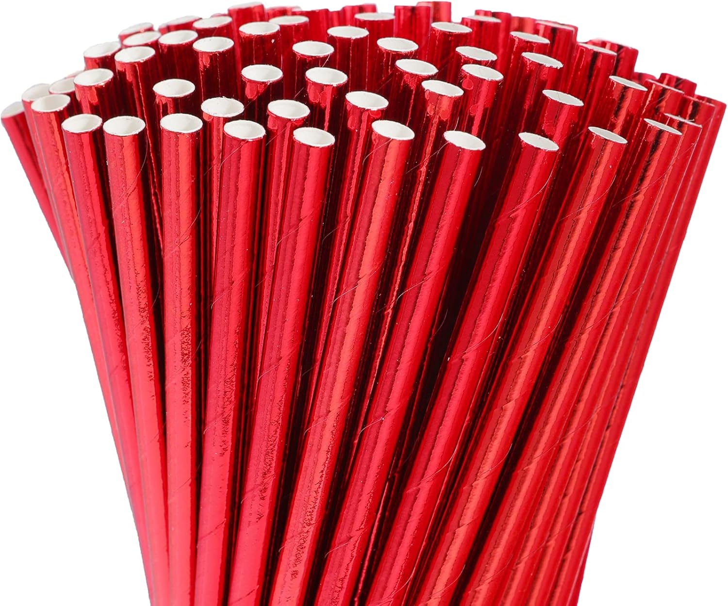 Amazon.com: 100 Pack Red Biodegradable Paper Straws - Disposable Cake ...
