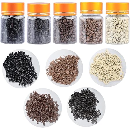 Amazon.com : 2500pcs Hair Extentions Micro Rings Links Beads, 5mm ...