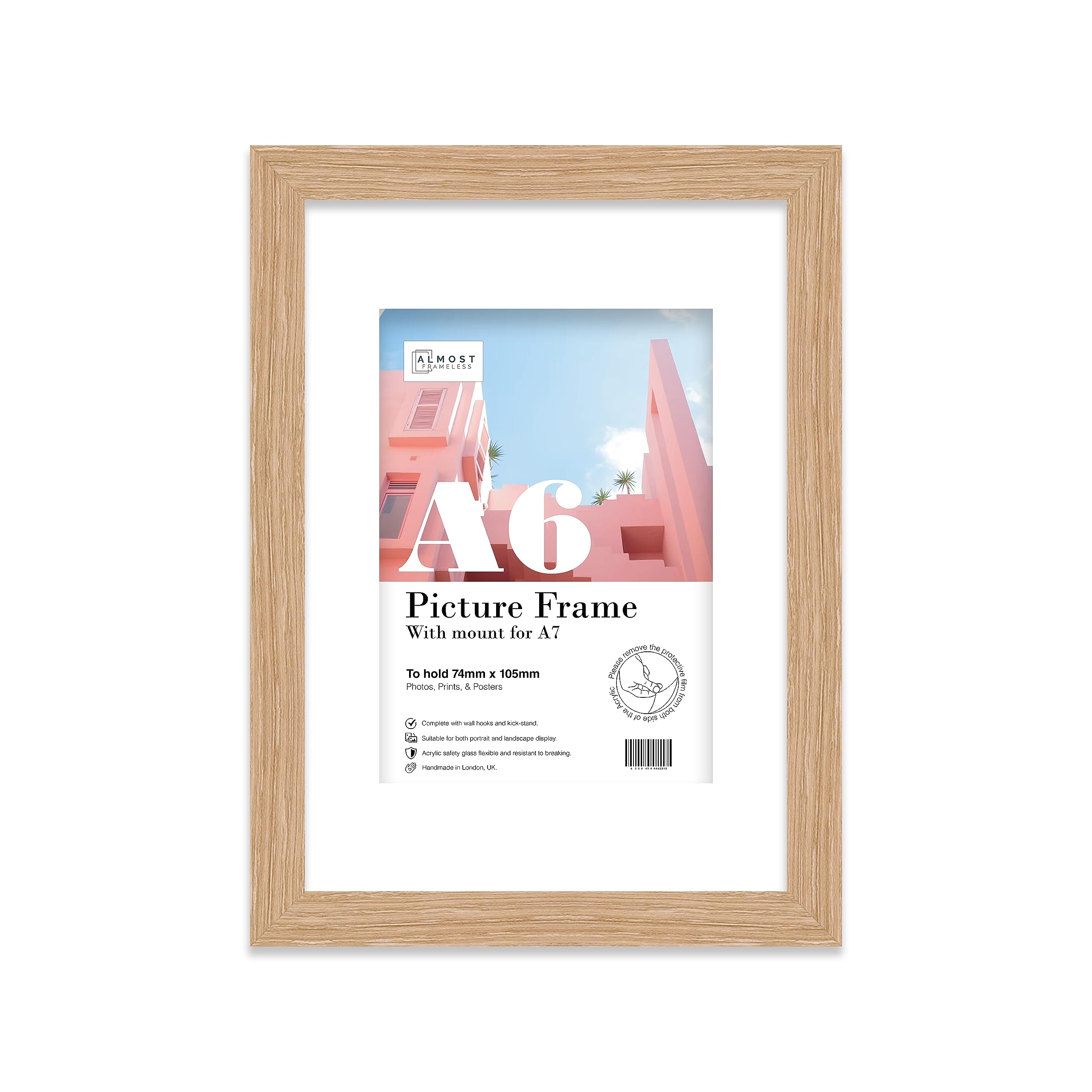 Almost Frameless A6 Oak Picture Frame With Mount for A7 Print, Poster ...