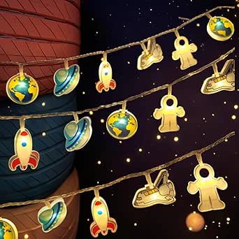 Amazon.com: GUOCHENG Children's String Lights, Rocket Airplane UFO ...