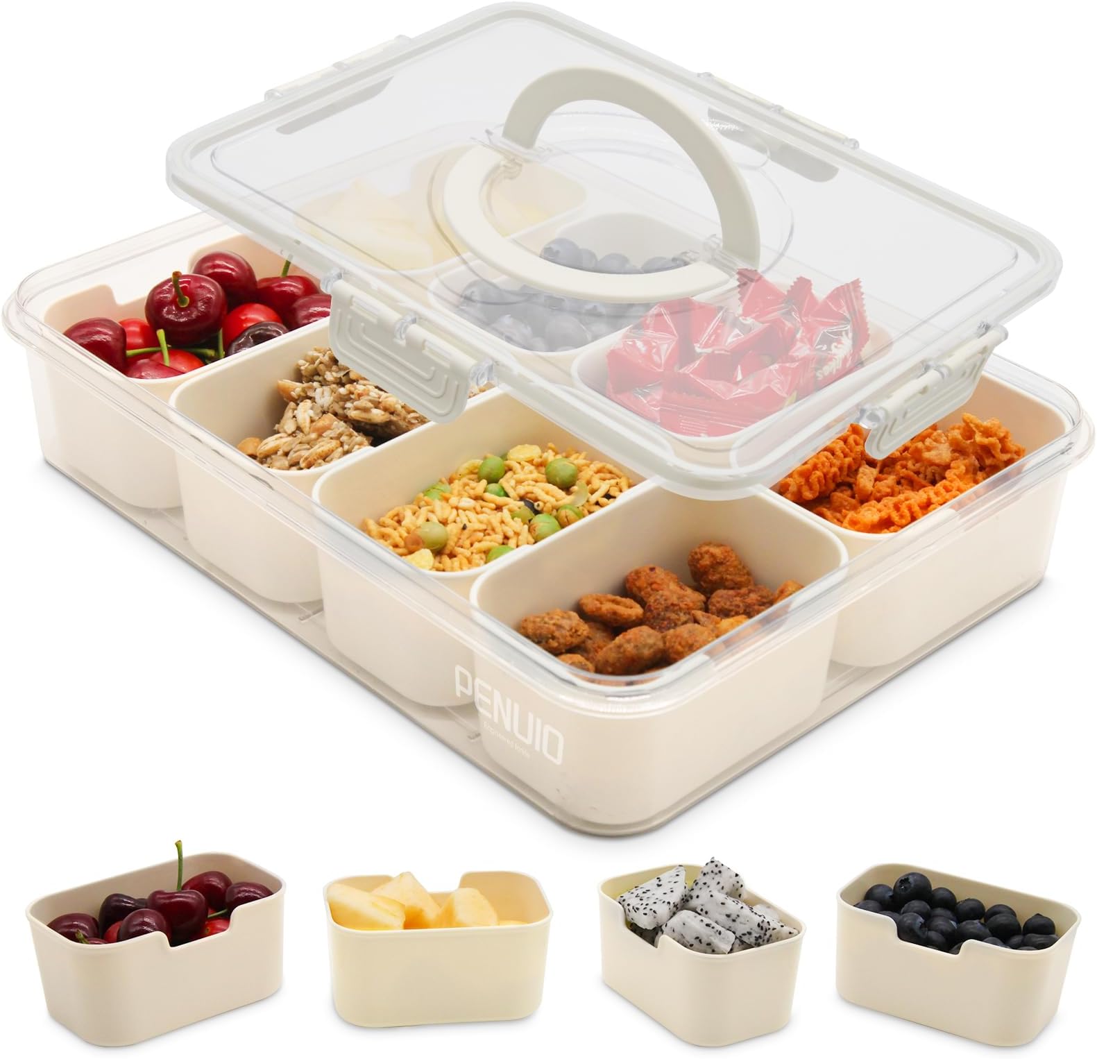 Amazon.com | Dingerjar Large Snackle Box - Divided Serving Tray with ...