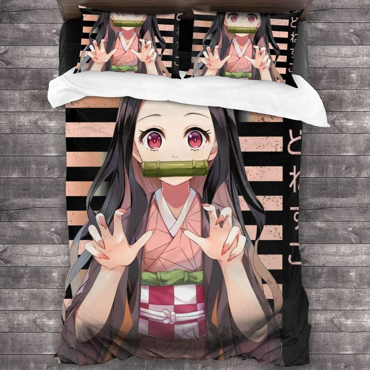 Amazon.com: EMILY MORAN 3-Piece Bedding Nezuko - Kimetsu No Yaiba Set ...