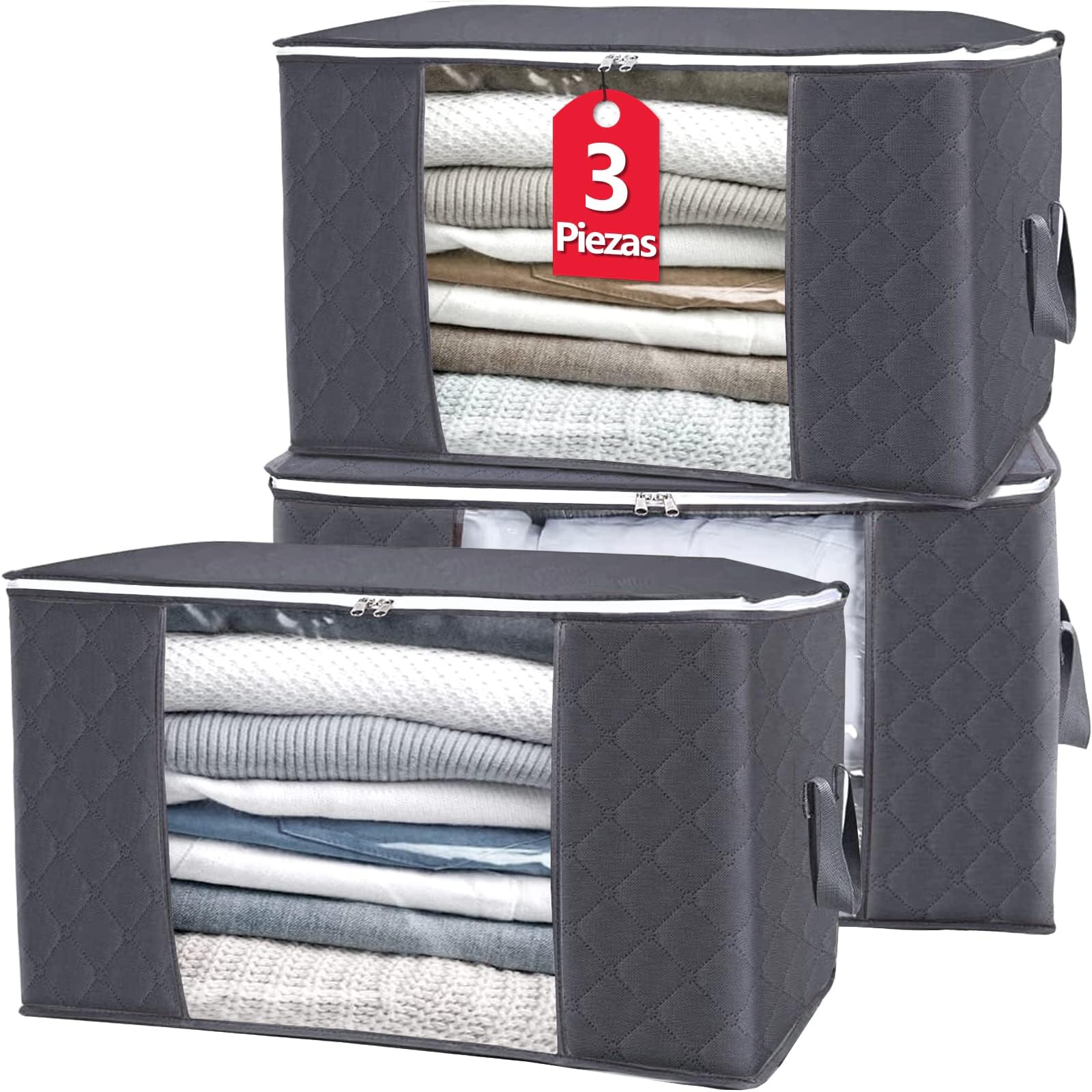 EMAGIE Bolsas de Almacenamiento de Ropa - 3PCS Cajas Organizadoras para ...