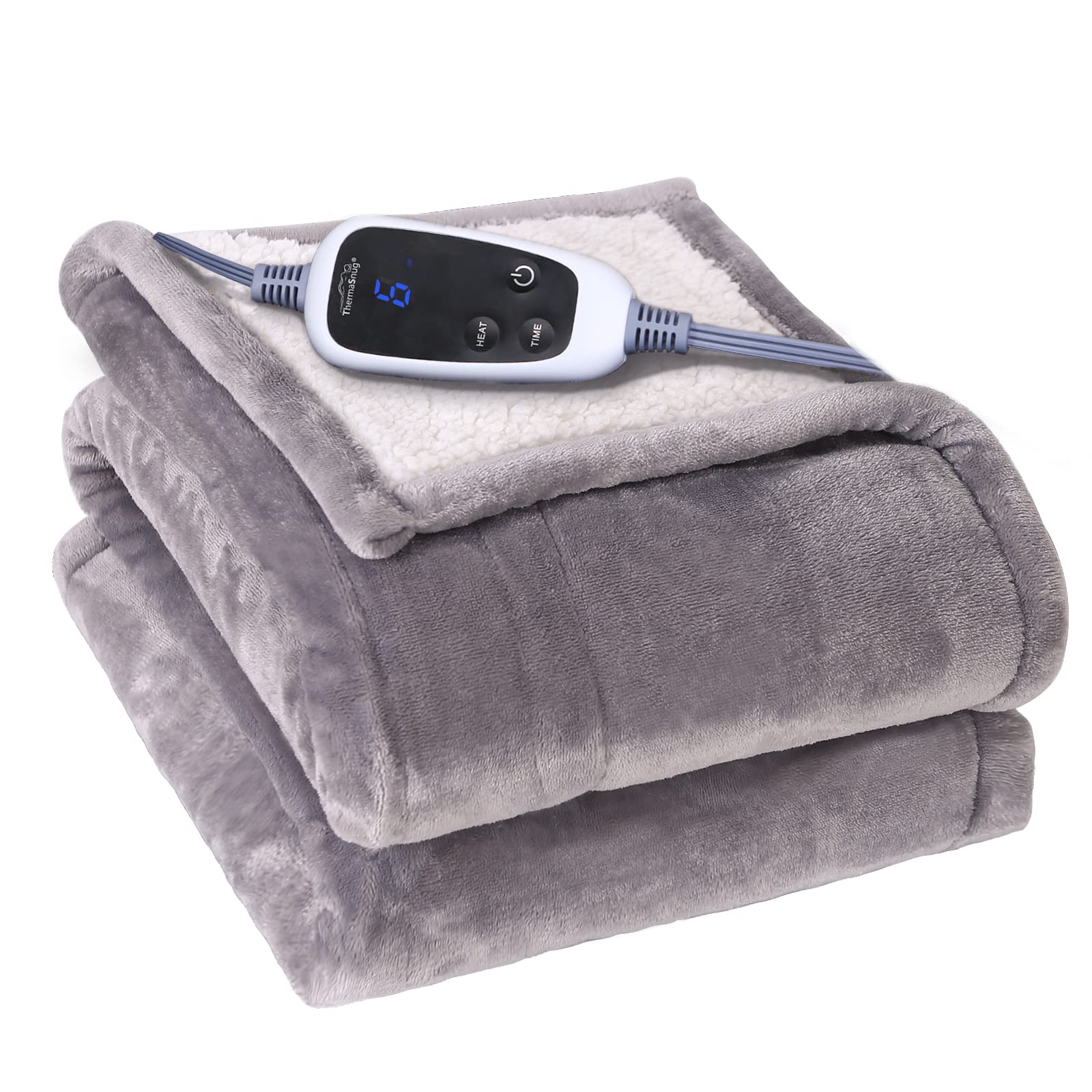 ThermaSnug Heated Blanket Flannel to Sherpa 50in x 60in Electric ...
