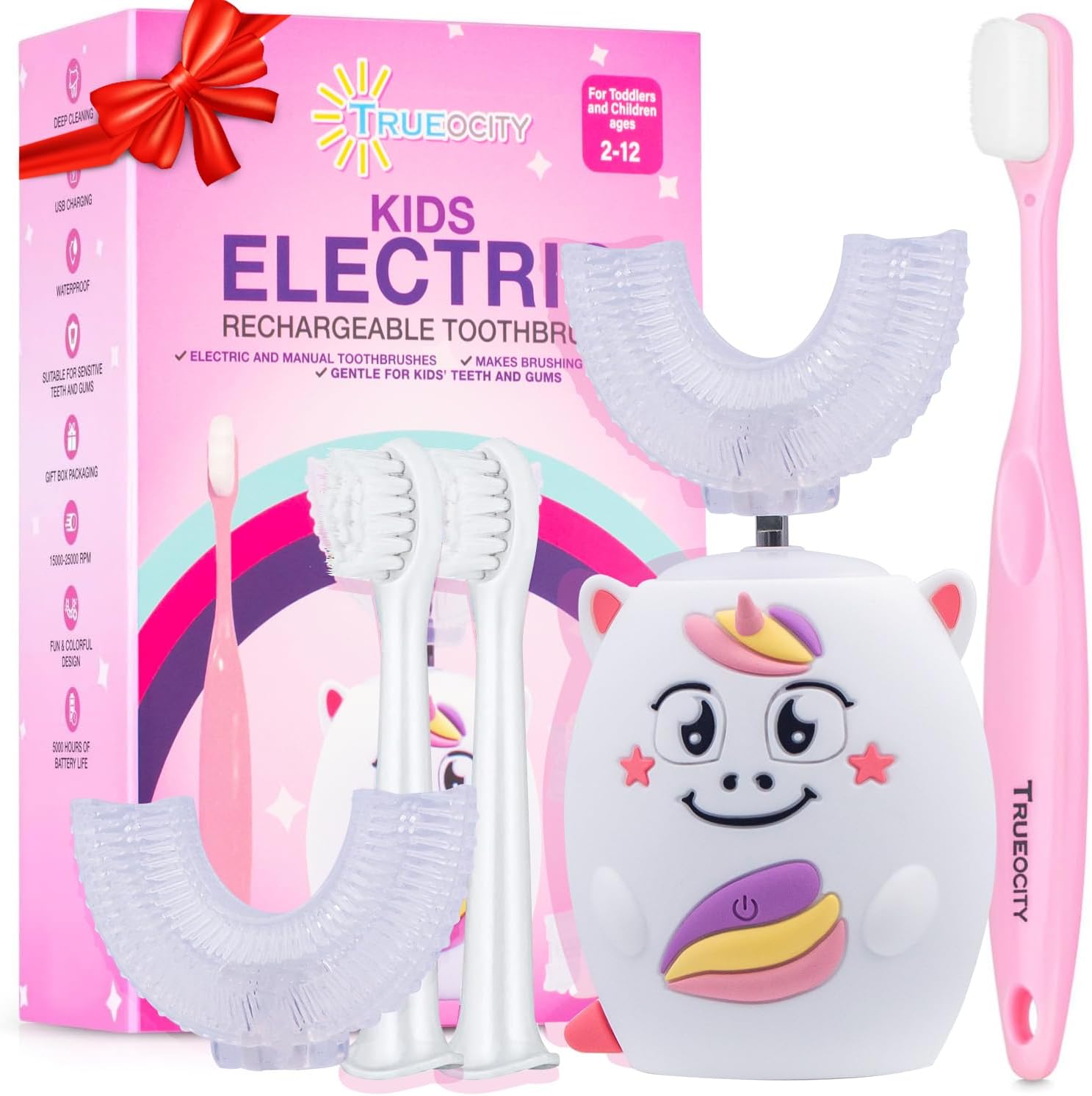 Amazon.com: WKSHUNLI Kids Electric Toothbrush, U Shaped Toothbrush Kids ...