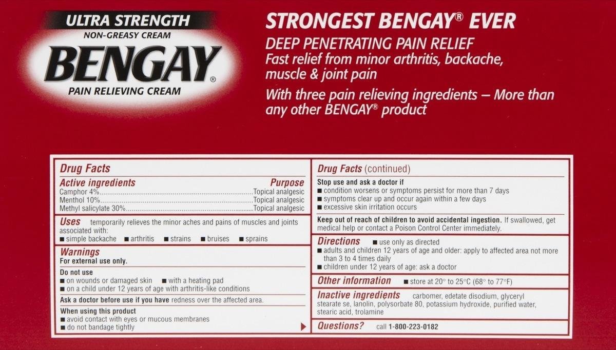 Buy Bengay Ultra Stength Pain Relieving Cream, Non-Greasy-Ultra ...
