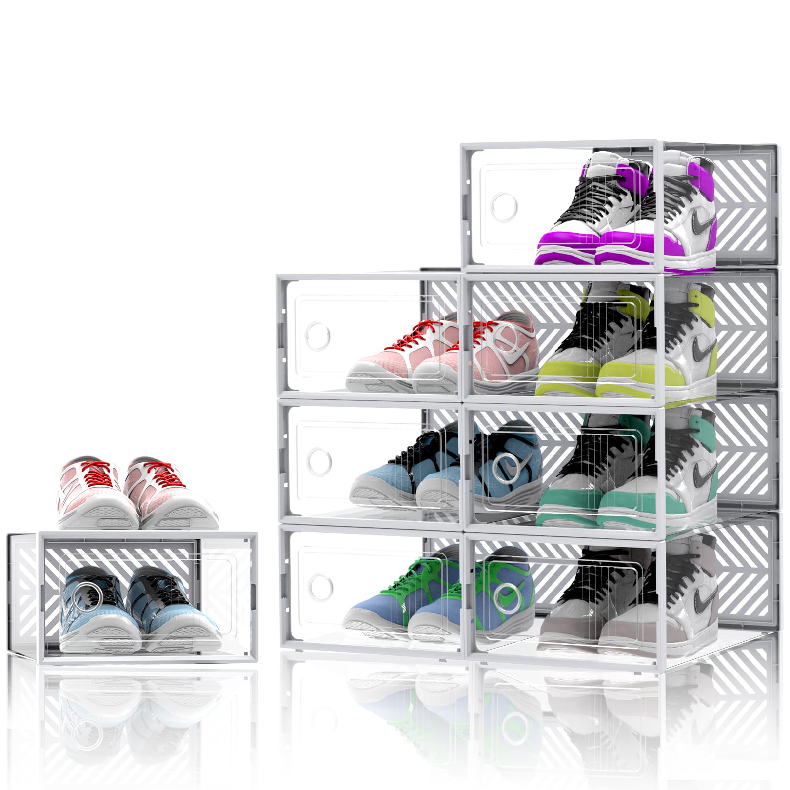 Snapklik.com : XX-Large Shoe Storage Box 8 Pack, Shoe Boxes Clear ...