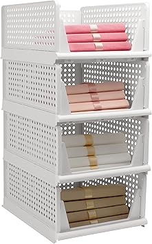 Amazon.com: Goderewild Stackable Foldable Storage Baskets, Folding ...