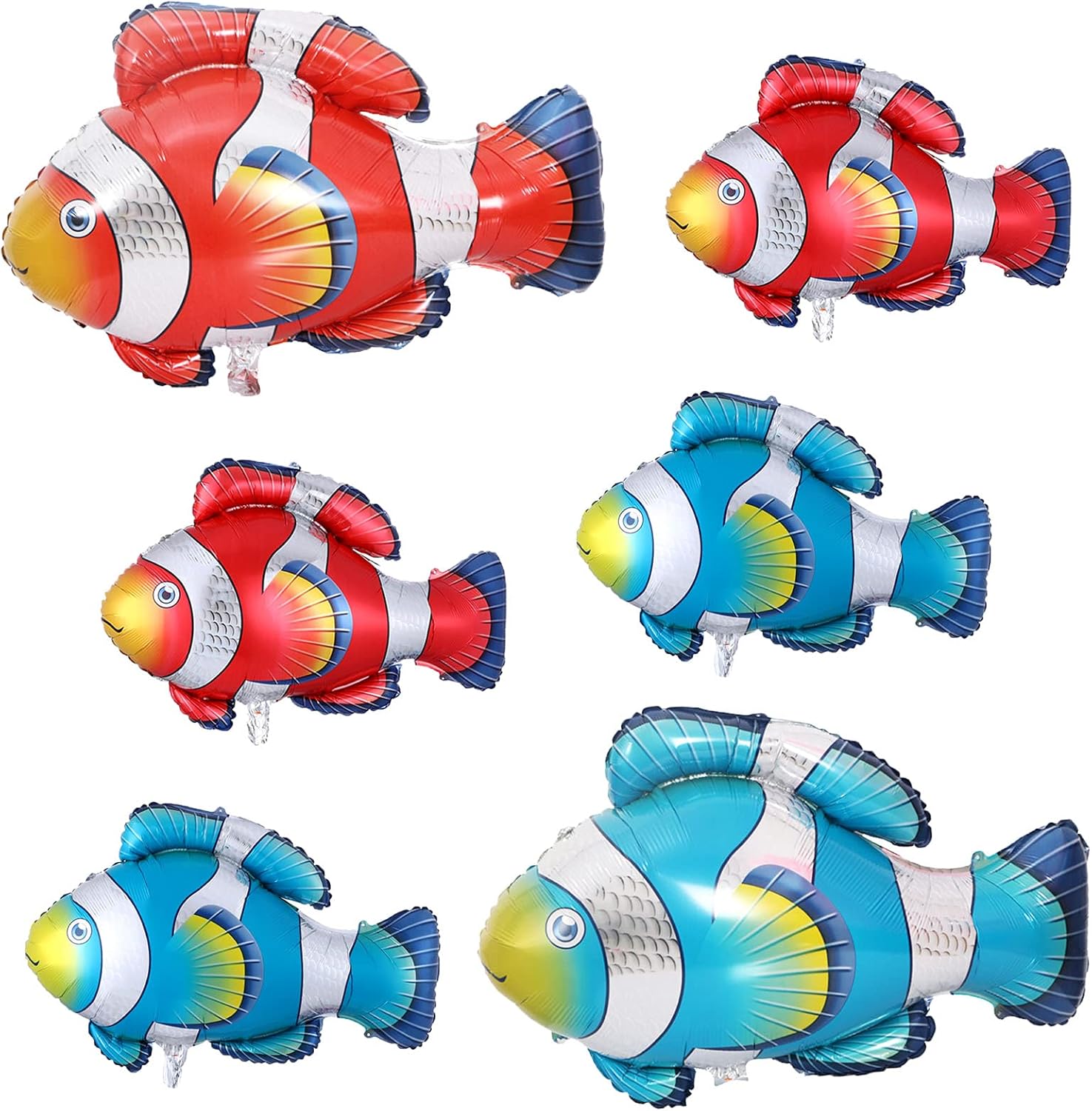 Amazon.com: Wdecorm 6Pcs Clownfish Foil Balloons Set, Large Ocean ...