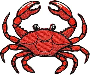 Amazon.com: 3.5" Embroidered Crab Iron On Patch | Decorative Crab ...