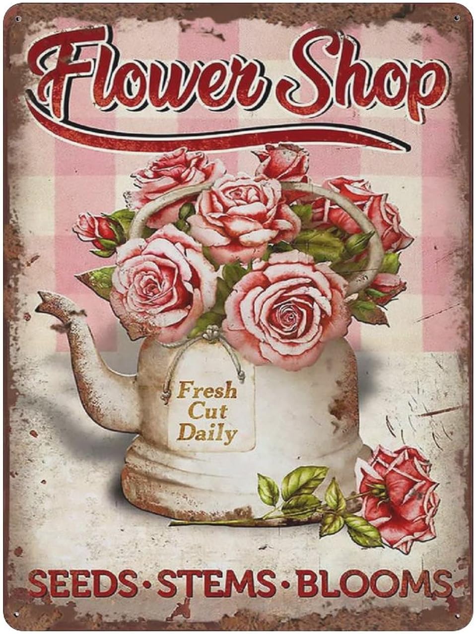 Amazon.com: Vintage Poster Metal Sign Floristry Flower Shop Tin Signs ...