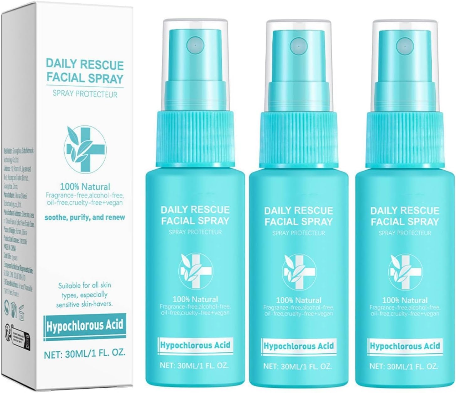 Hypochlorous Acid Face and Skin Spray, Safe for use on Acne Prone Skin ...