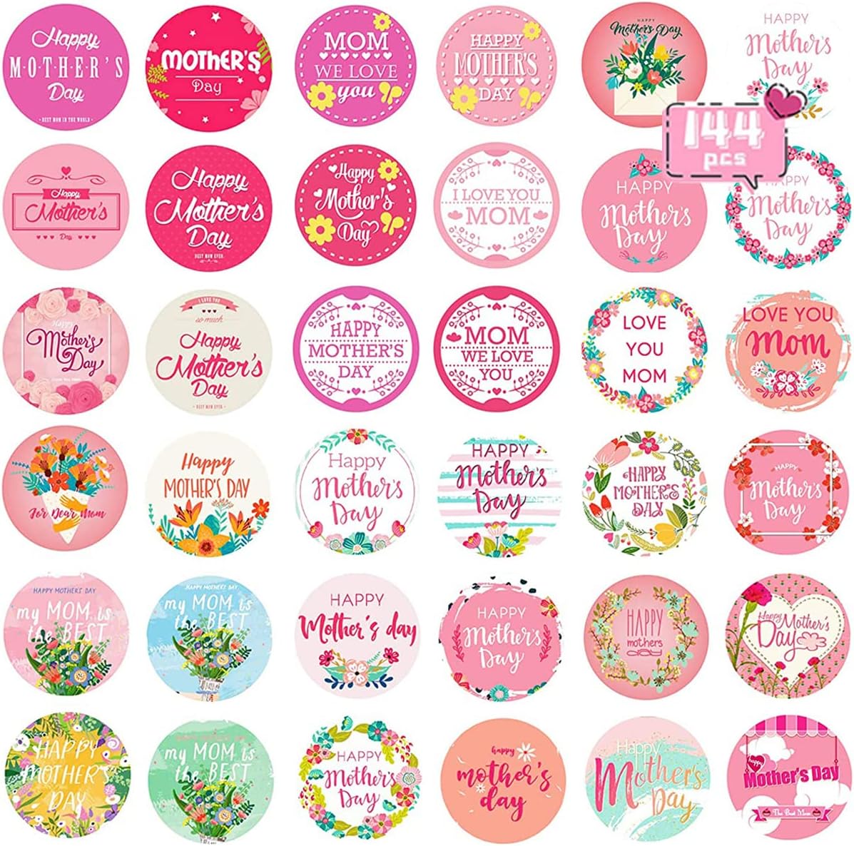 Amazon.com: D4DREAM Happy Mother's Day Stickers 1.5" Mother's Day Gifts ...