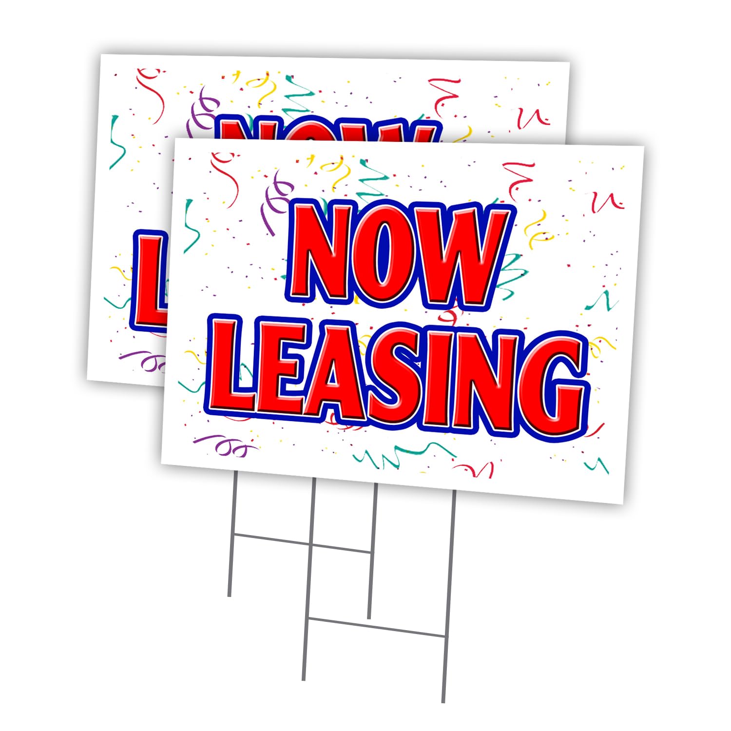 Amazon.com: NOW LEASING 2 Pack Of 18" x 24" Yard Sign & Stake ...
