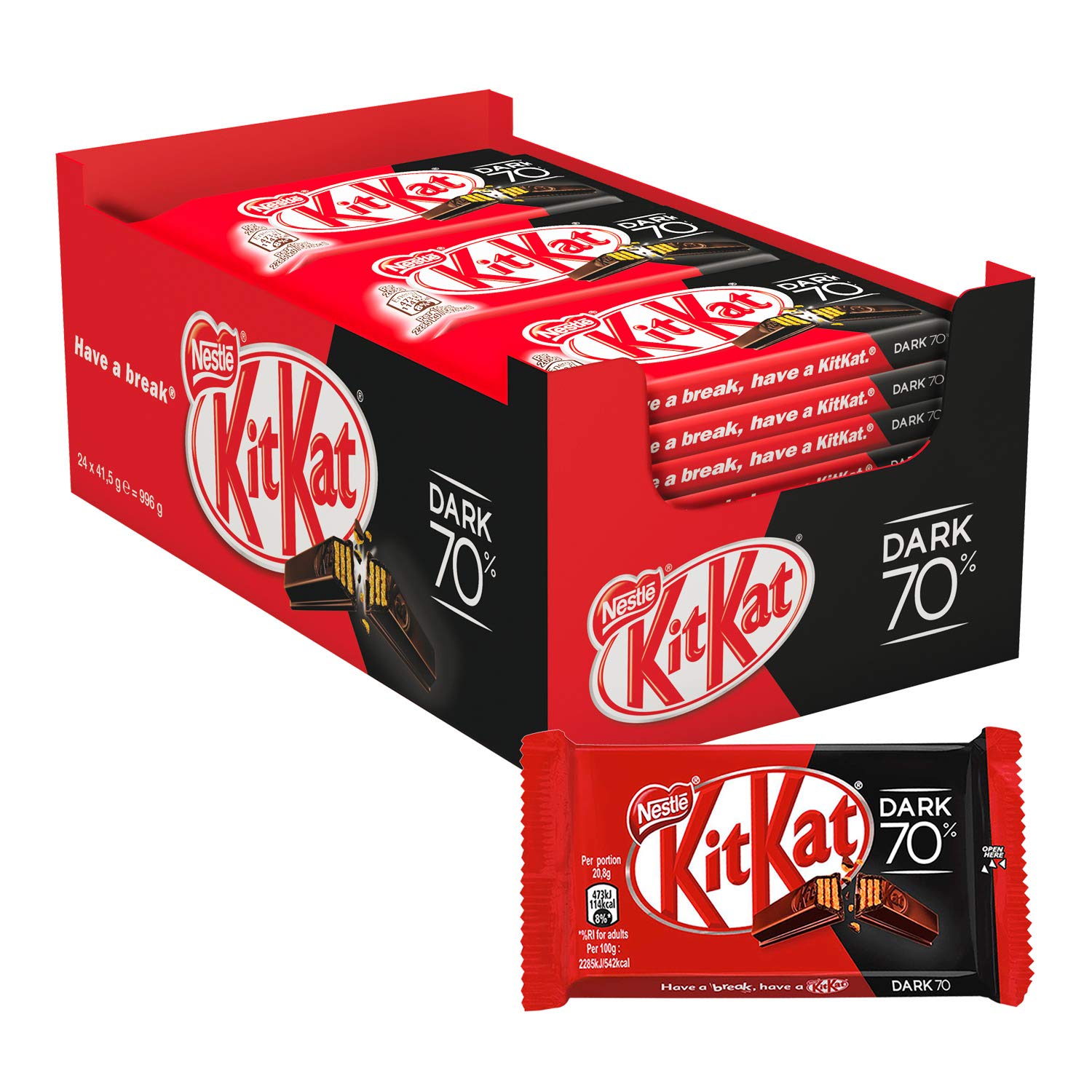 KIT KAT Dark 70% 4 Finger Box, 24 X 41, Each 5G - Chocolate (Pack Of 24 ...