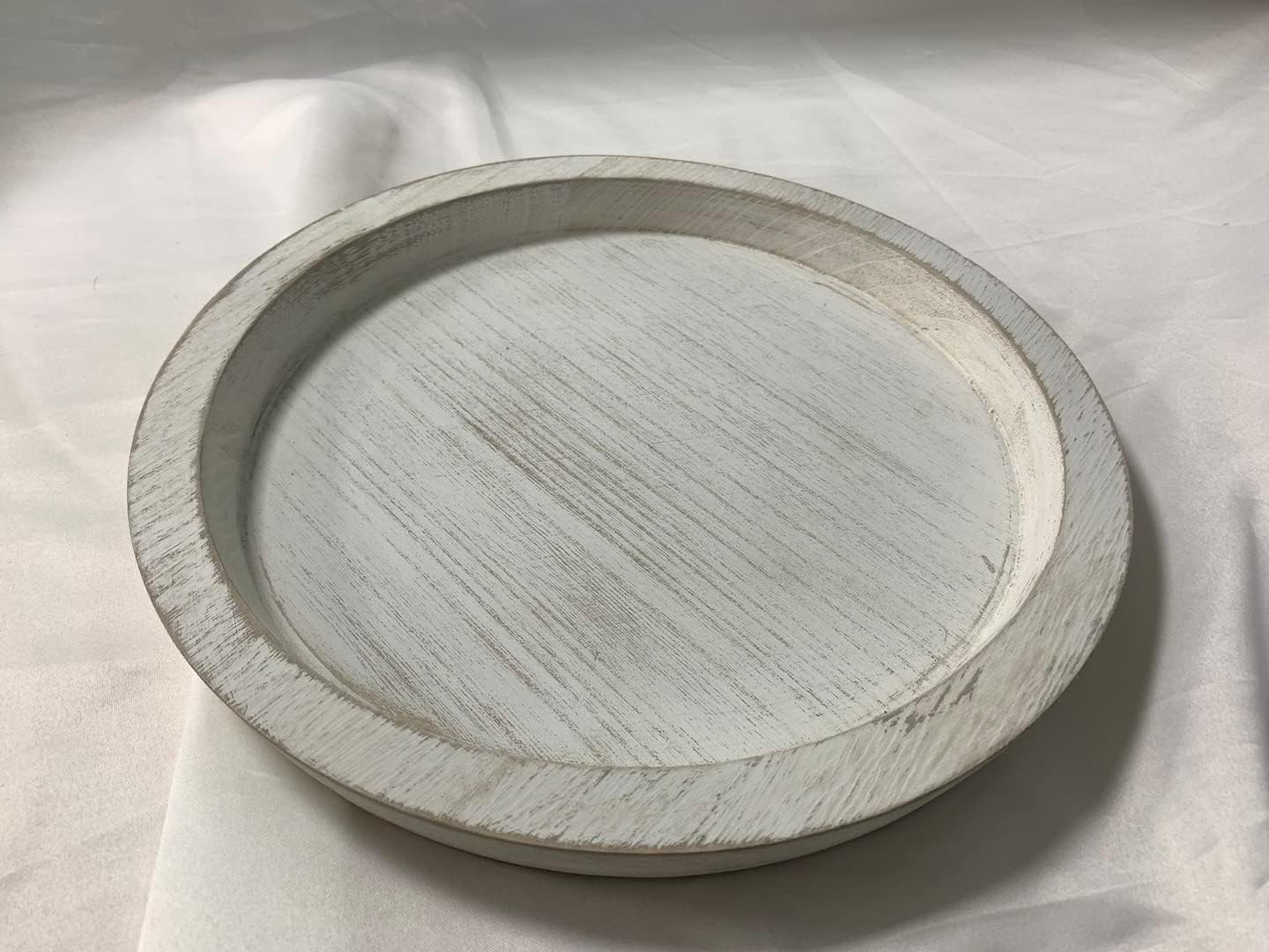 Hanobe Rustic Wooden Serving Tray: Round Wood Butler Decorative Tray ...