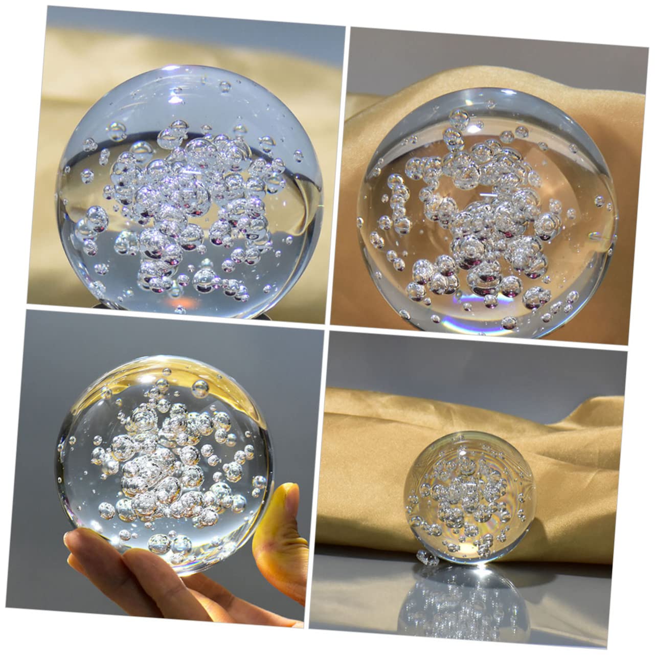 Water Balls Solid Glass 3 Pcs Desktop Decorative Round Glass Balls