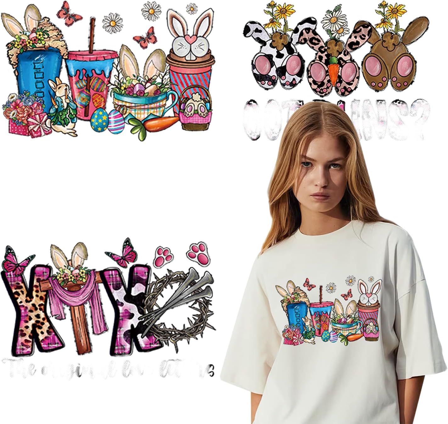 Amazon.com: RIICFDD Easter Heat Transfer Vinyl Sticker 3 Sheets Iron on ...