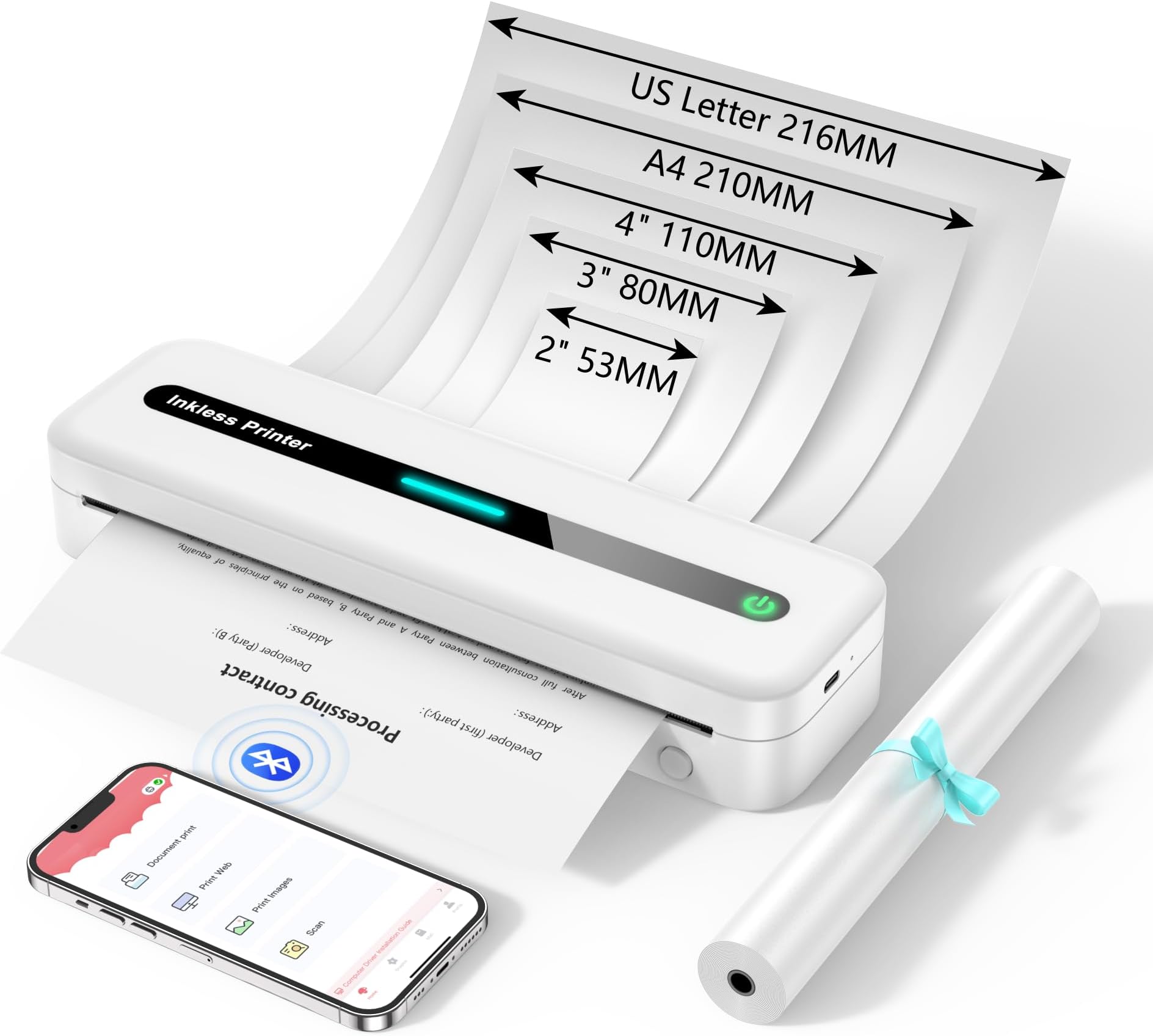 ASprink M835 Portable Thermal Printer - Wireless Portable Printer for ...