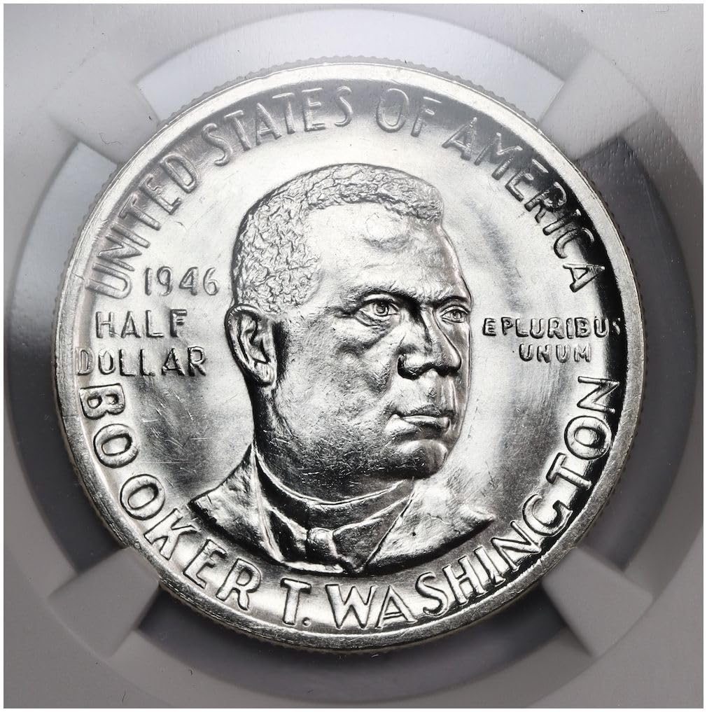 1946 P TOP GRADE SILVER 50c w BOOKER T. WASHINGTON! FIRST BLACK MAN on ...