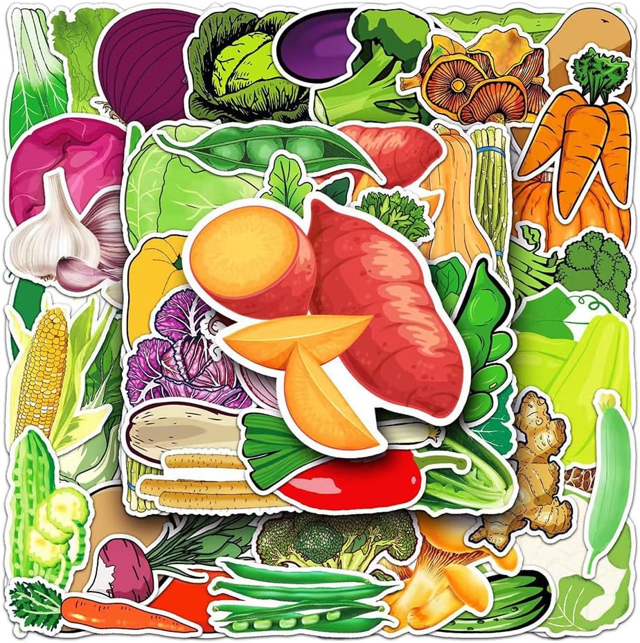 Amazon.com: Vegetables Stickers |50Pcs Vegetables Waterproof Vinyl ...