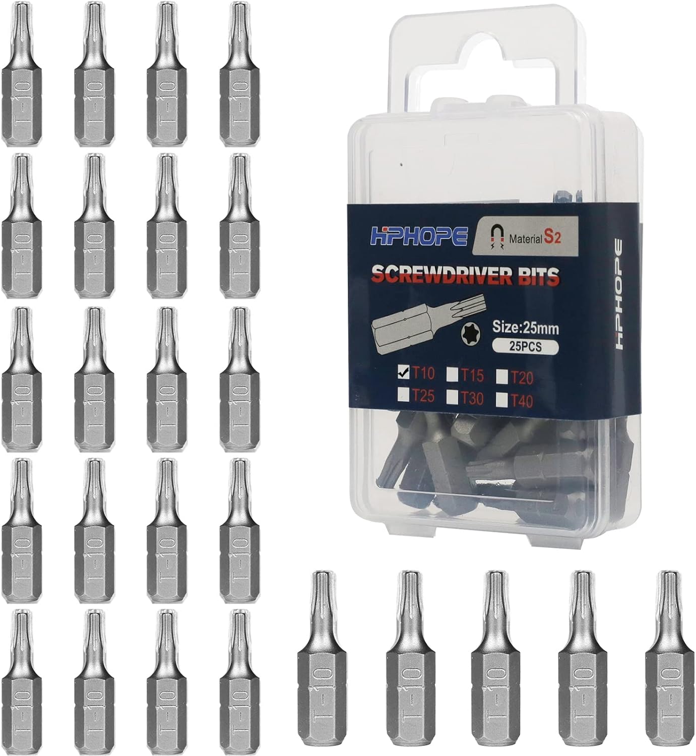 Amazon.com: HPHOPE T10 Screwdriver Bit Set, Torx Bits T10, 1/4" Hexagon ...